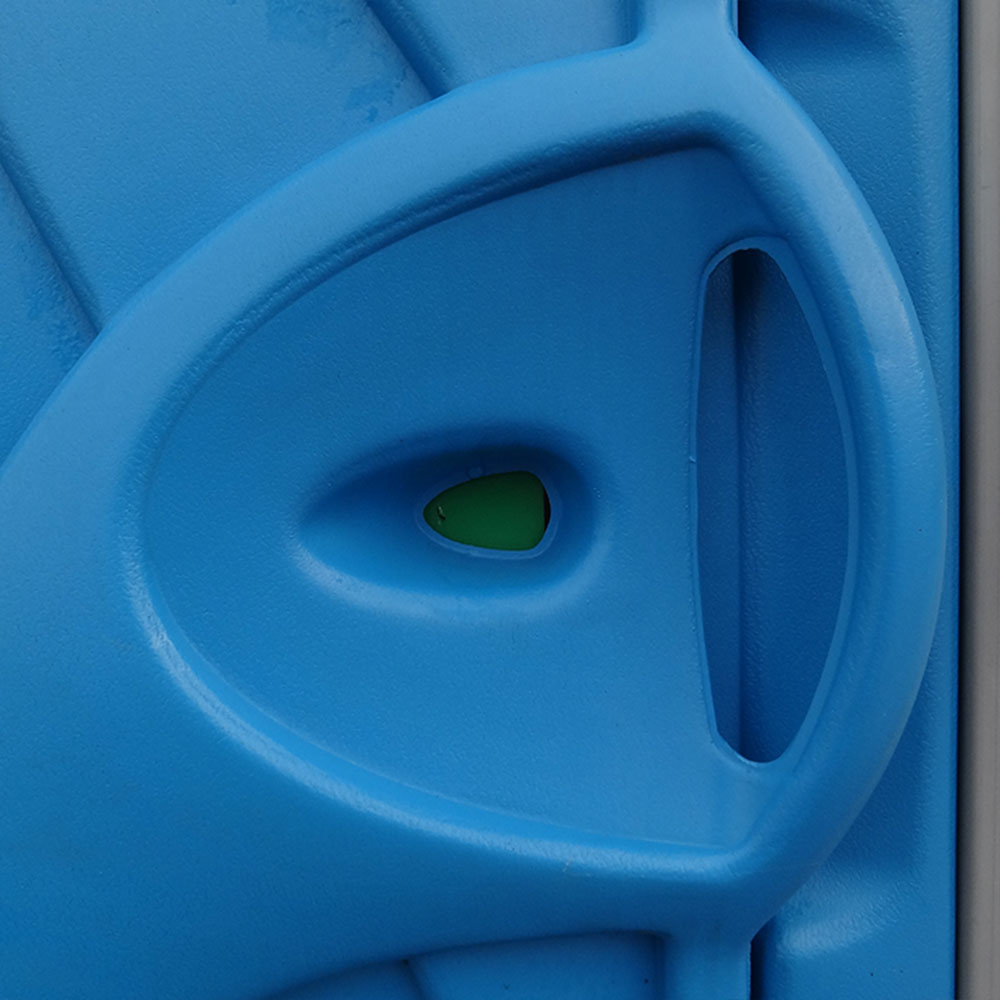 Portable toilet lock with green & red slide and bracket in plastic