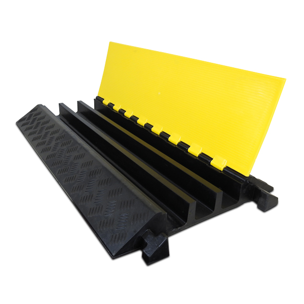 Hose protector with plastic cover to protect hoses against traffic